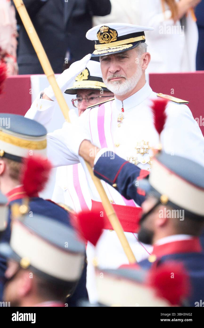 King Felipe VI of Spain attends the Armed Forces Day on June 7, 2025 in ...
