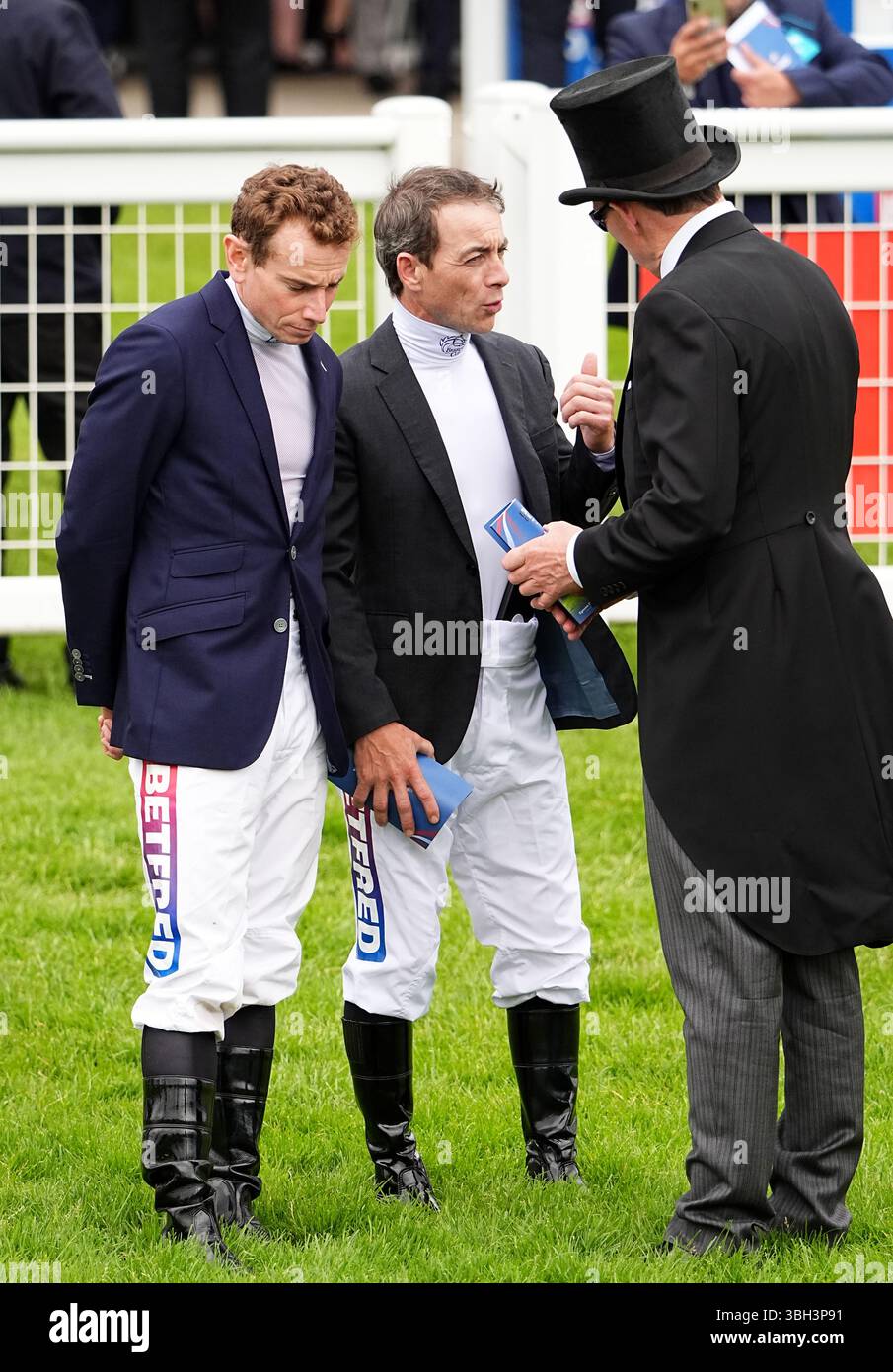 Ryan Moore, Wayne Lordan and Aidan O'Brien during Derby Day of the ...