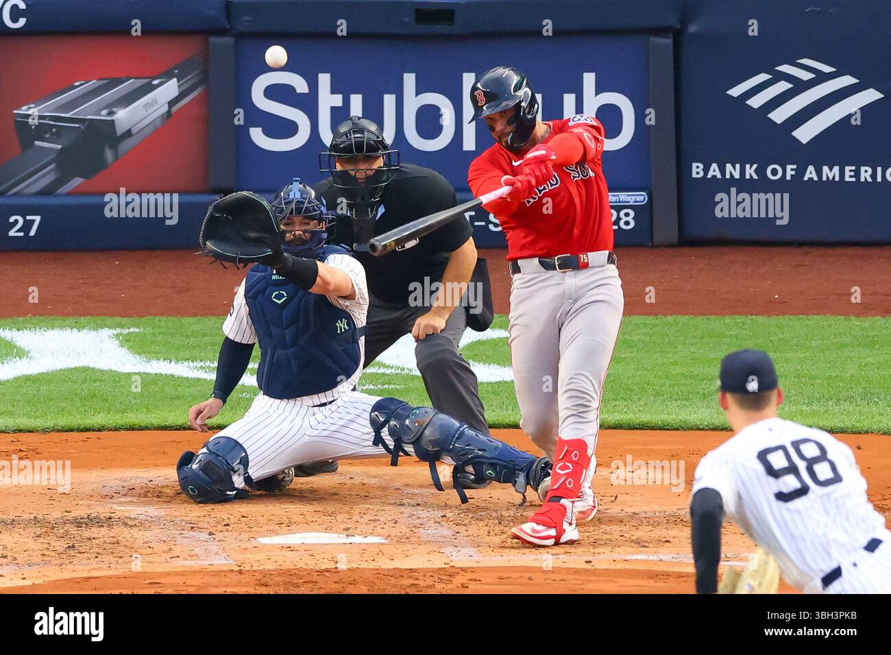 BRONX, NY - JUNE 06: Carlos Narváez (75) of the Boston Red Sox at bat ...