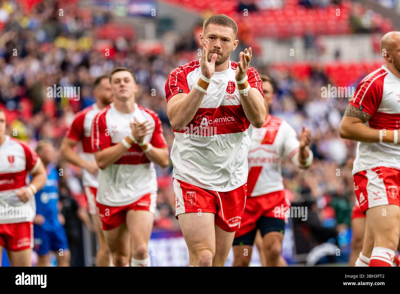 London, UK. 7th June, 2025. James Batchelor of Hull KR claps the Hull ...