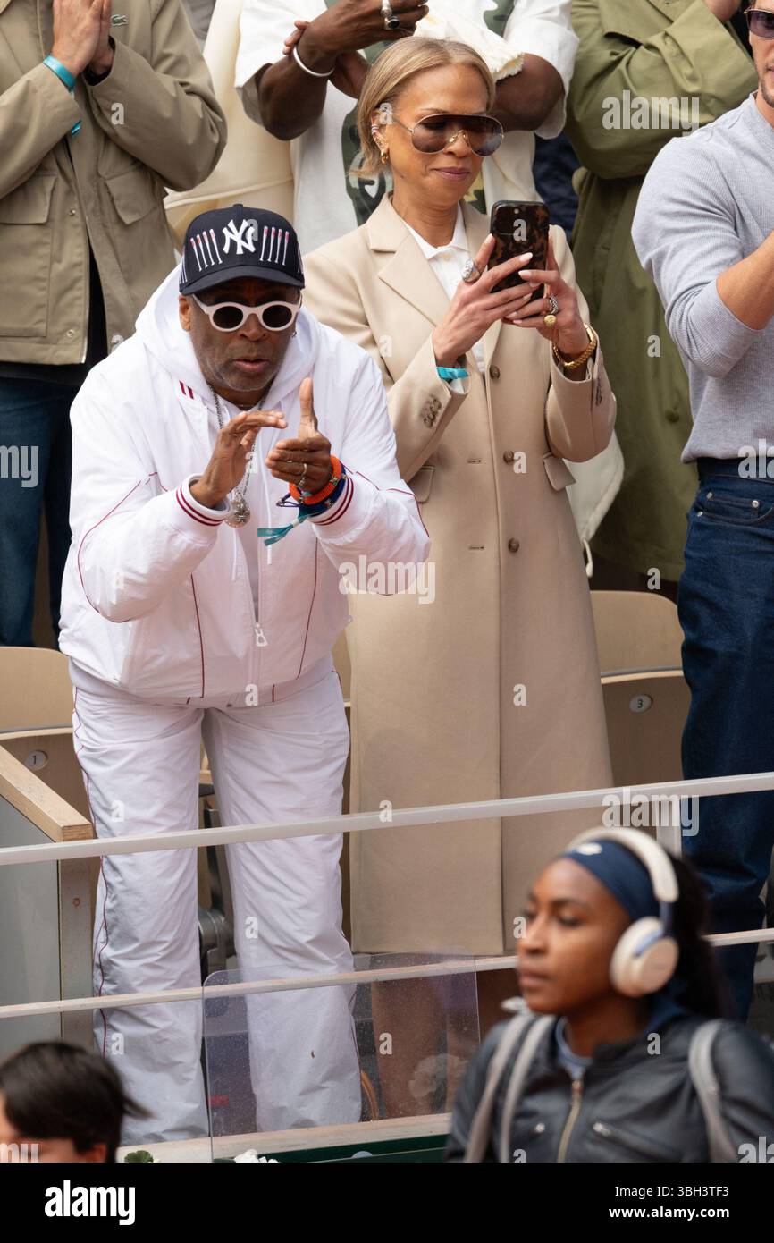 Paris, France. 7th June, 2025. Spike Lee and his wife Tonya Lewis Lee ...