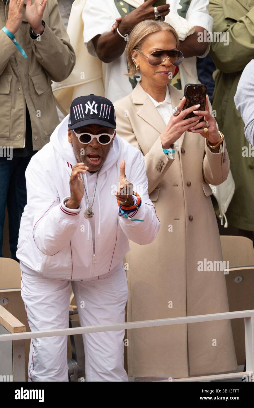 Paris, France. 7th June, 2025. Spike Lee and his wife Tonya Lewis Lee ...