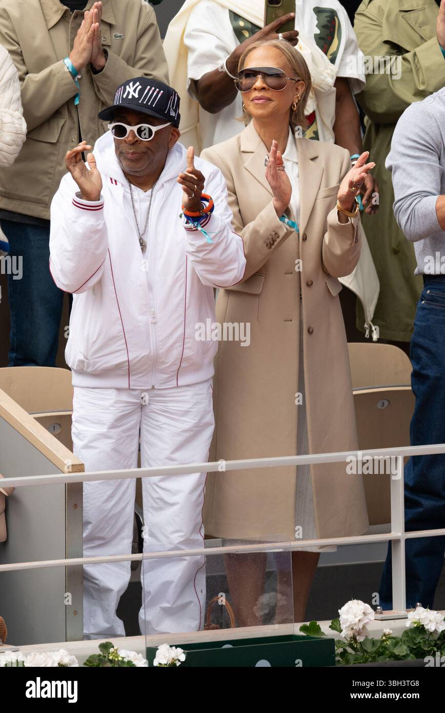 Paris, France. 7th June, 2025. Spike Lee and his wife Tonya Lewis Lee ...