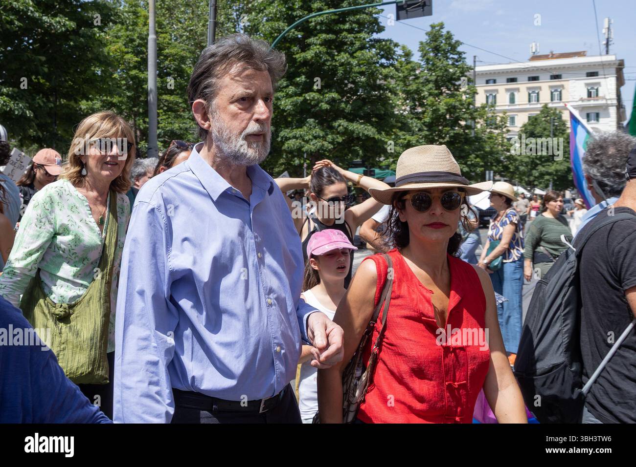 Italian director Nanni Moretti during the National demonstration “In ...