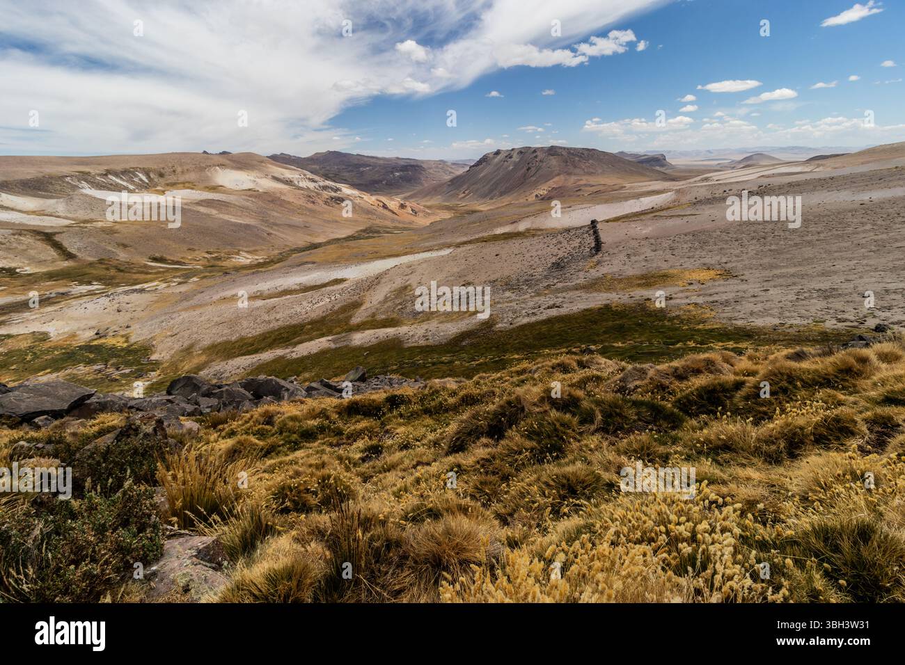 Landscape near the source of the Amazon river at Mismi volcano, Peru ...