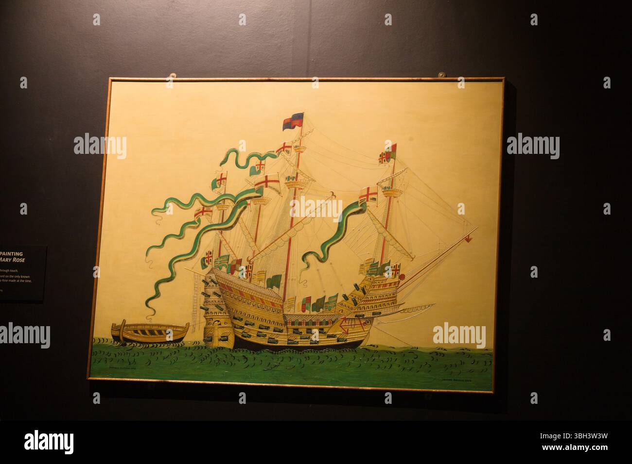 Painting of the Mary Rose, Henry VIII's flagship, which sunk in 1545 ...