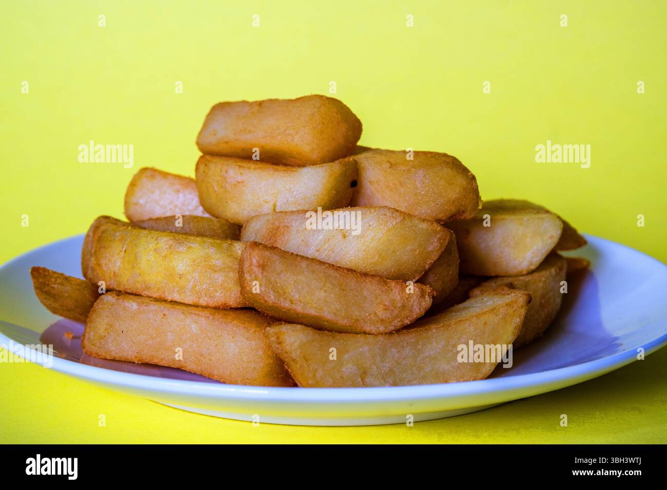 London UK, June 07 2025, Plate Of Deep Fries Chunky Chips Food ...