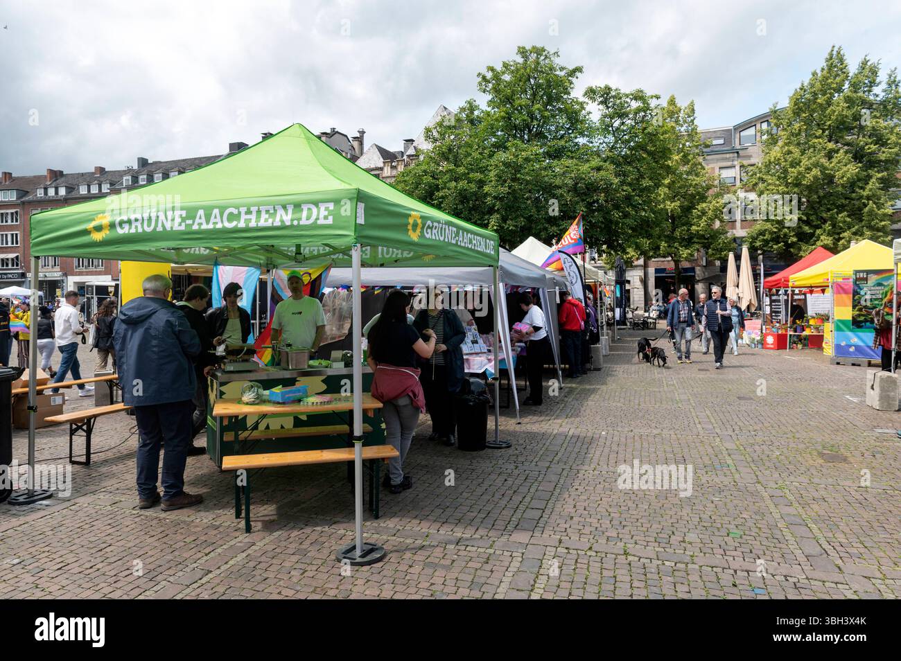 Aachen NRW Germany 7th June 2025 Pride event in Aachen in the centre of the city. Tents of ...