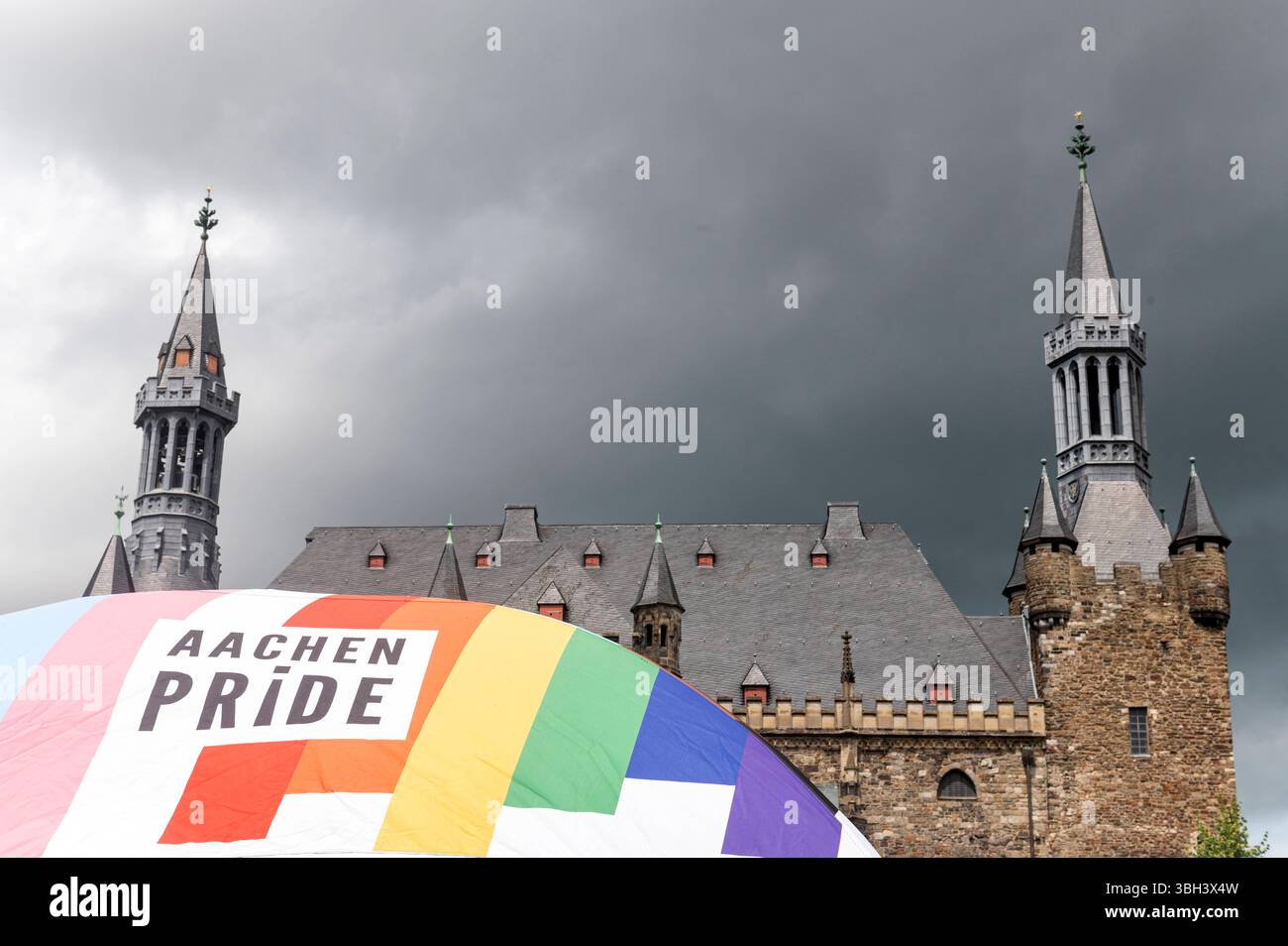 Aachen NRW Germany 7th June 2025 Pride event in Aachen in the centre of the city with beyond the ...
