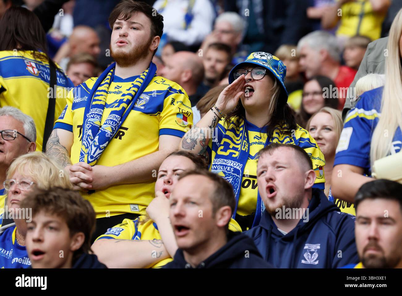 Warrington Wolves fans in the stands during the Challenge Cup Final at ...