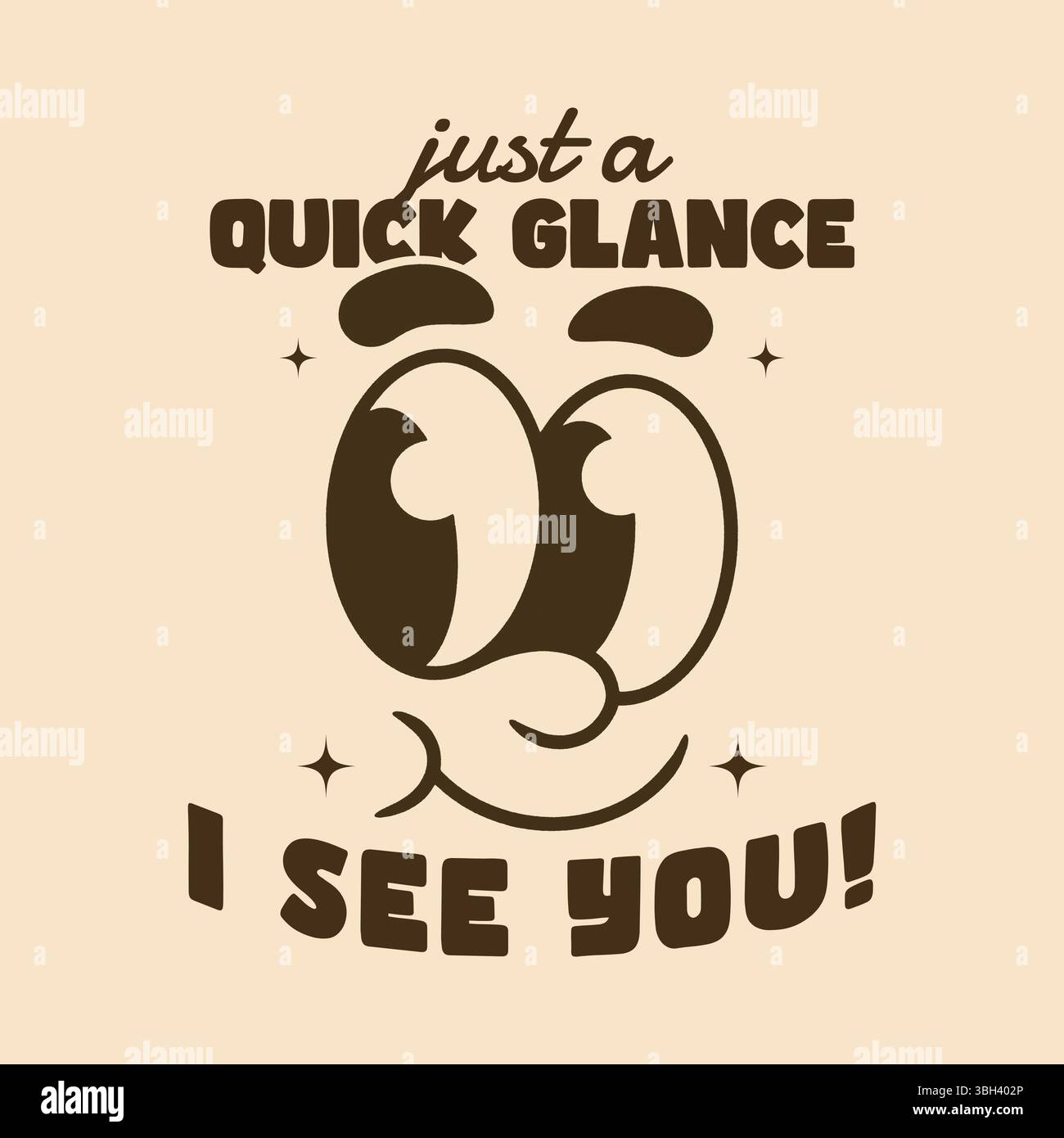 Fun cartoon style message with expressive glance and classic charm ...