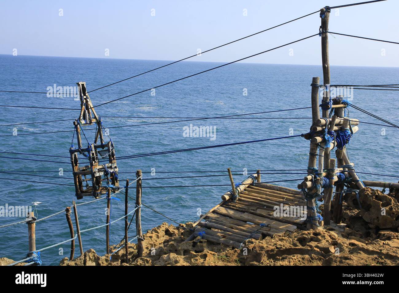 Traditional cable car with simple equipment as a means of ...