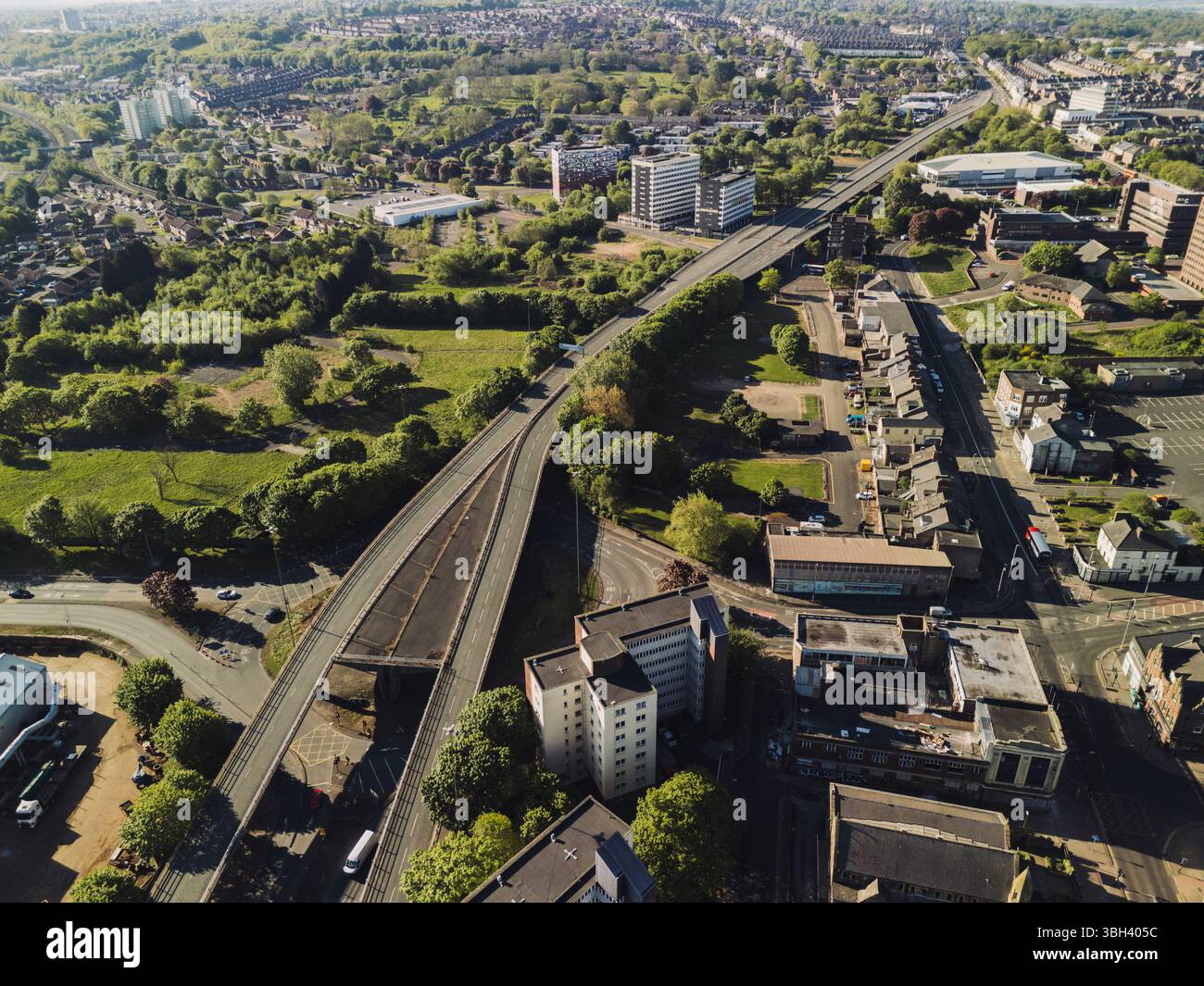 Gateshead UK: 10th May 2025: Gateshead Highway (A167) flyover Sunny day ...
