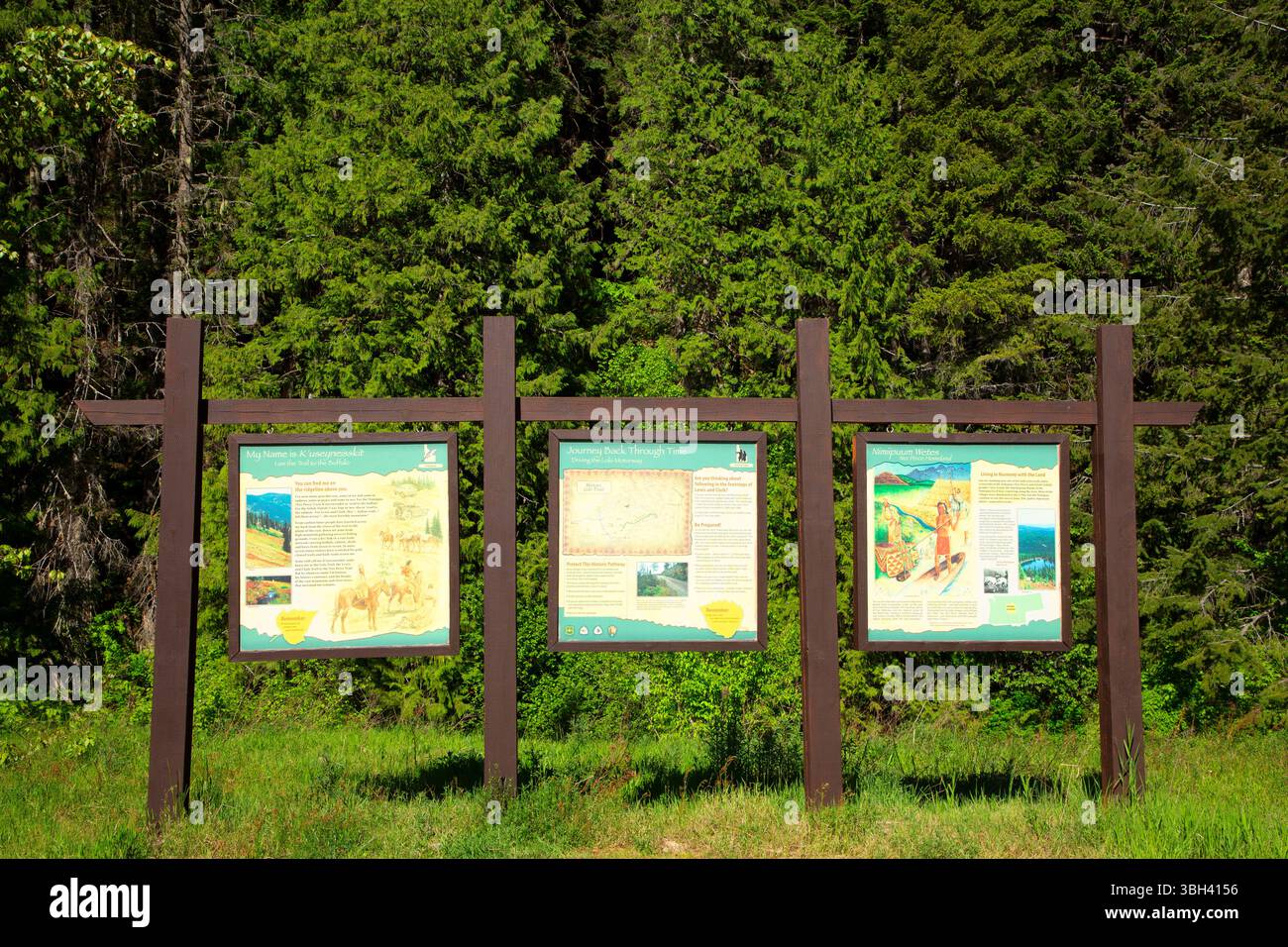 Interpretive boards, Nez Perce National Historic Trail, Lewis and Clark ...