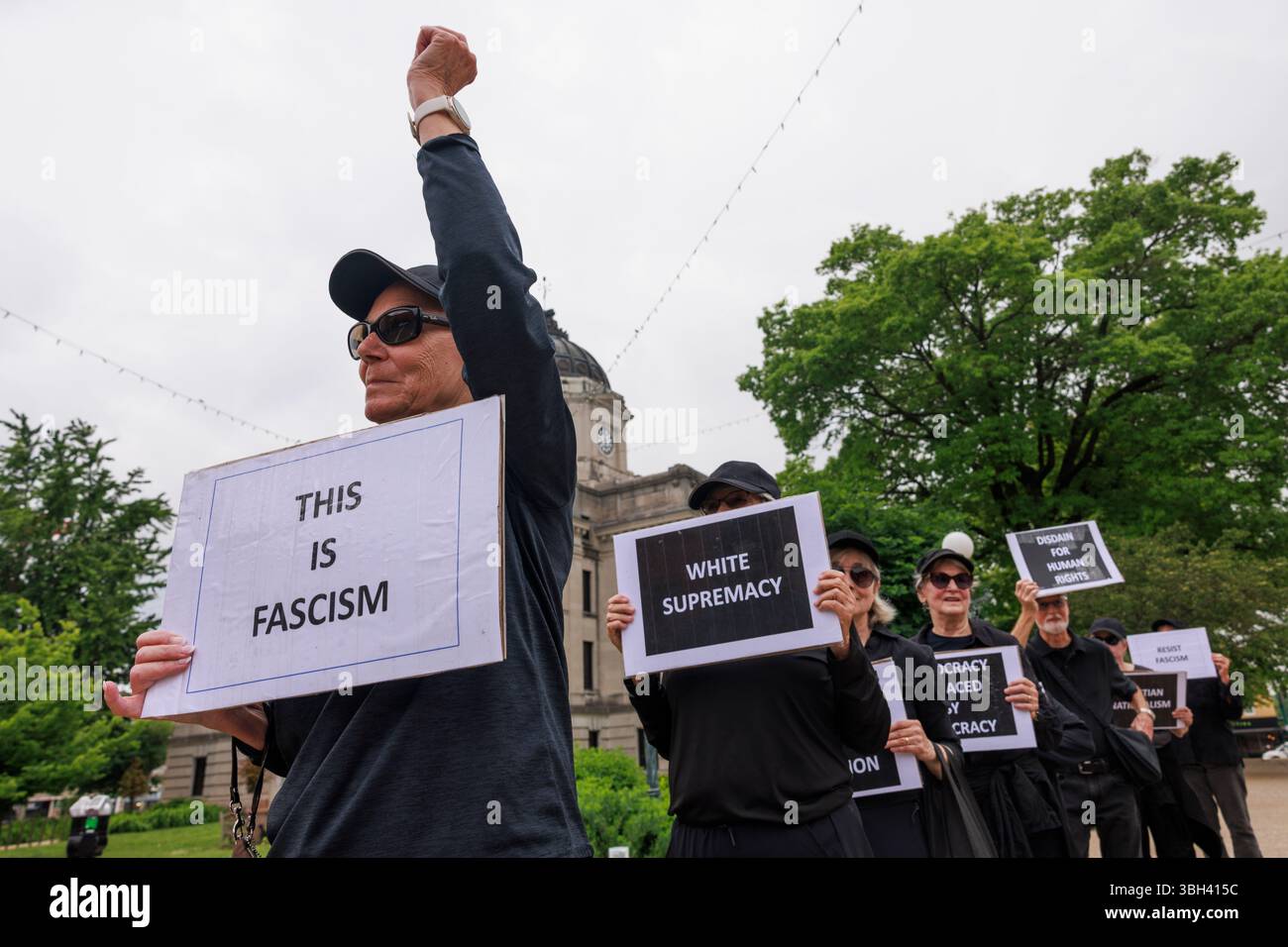BLOOMINGTON, Ind. — June 6, 2025: Members of the 50501 Movement ...