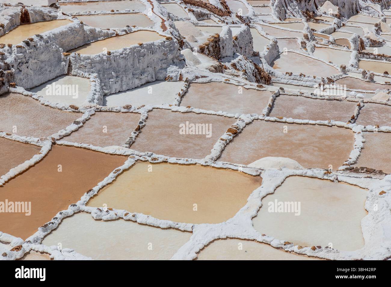 Local people work at Maras salt mines in the Sacred Valley of Incas ...