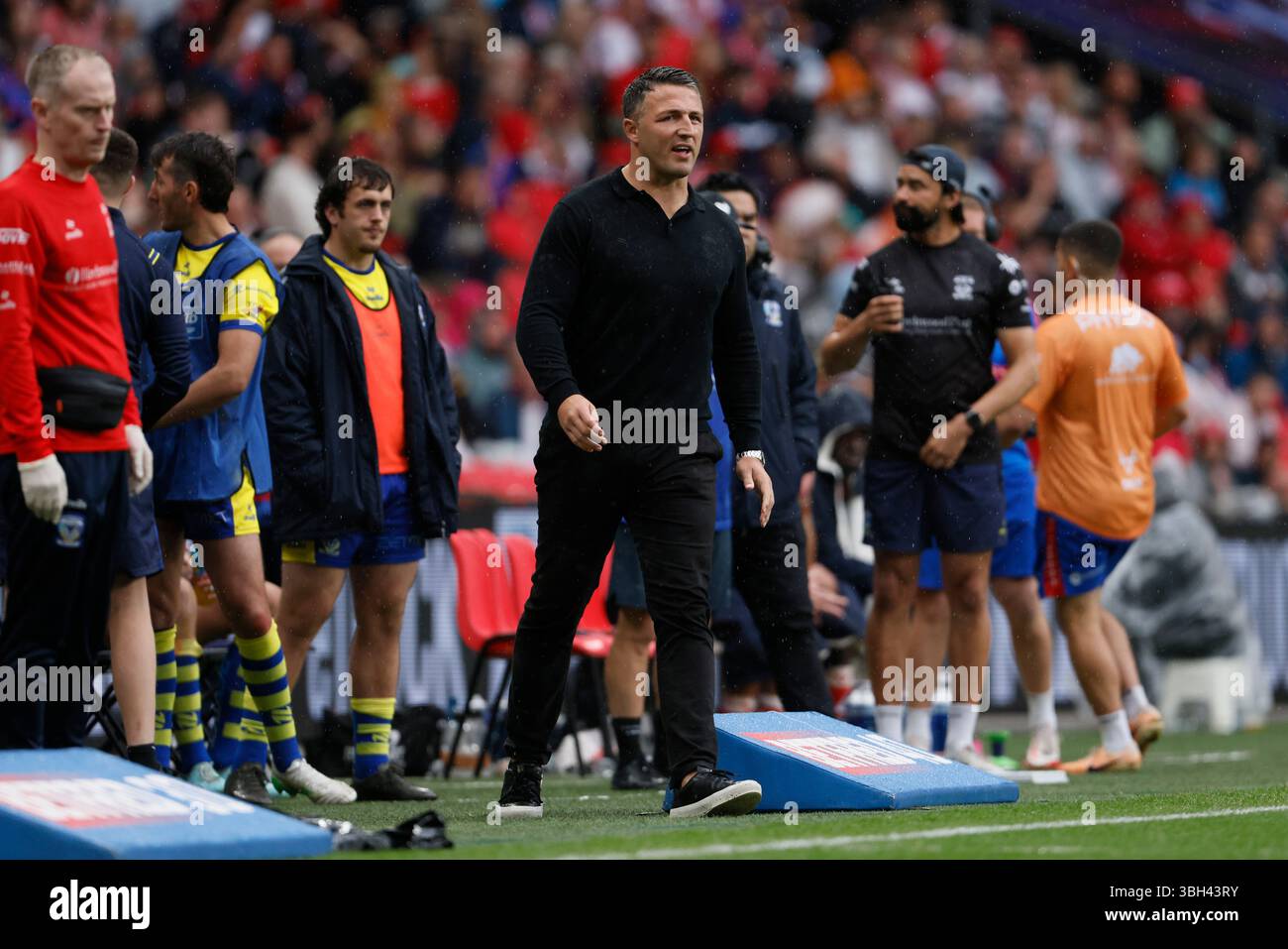 Warrington Wolves head coach Sam Burgess during the Challenge Cup Final ...