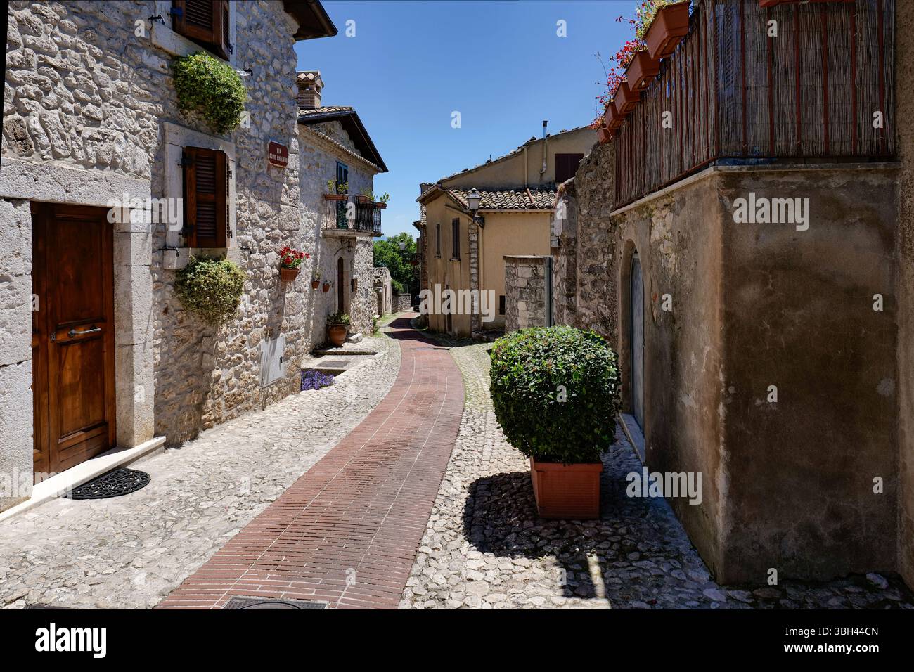 A street of Veroli, an ancient town in the province of Frosinone, Italy ...
