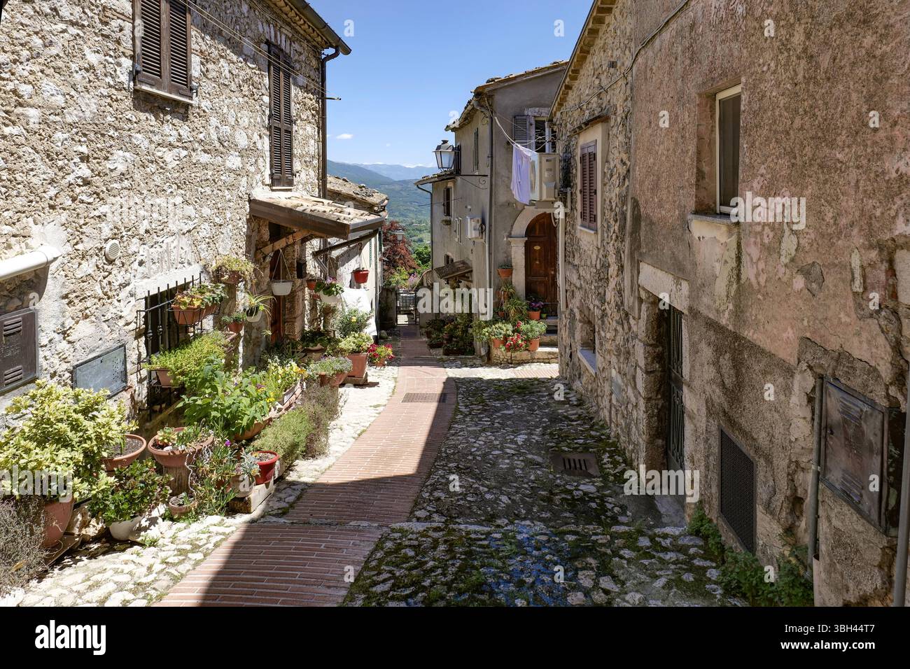 A street of Veroli, an ancient town in the province of Frosinone, Italy ...