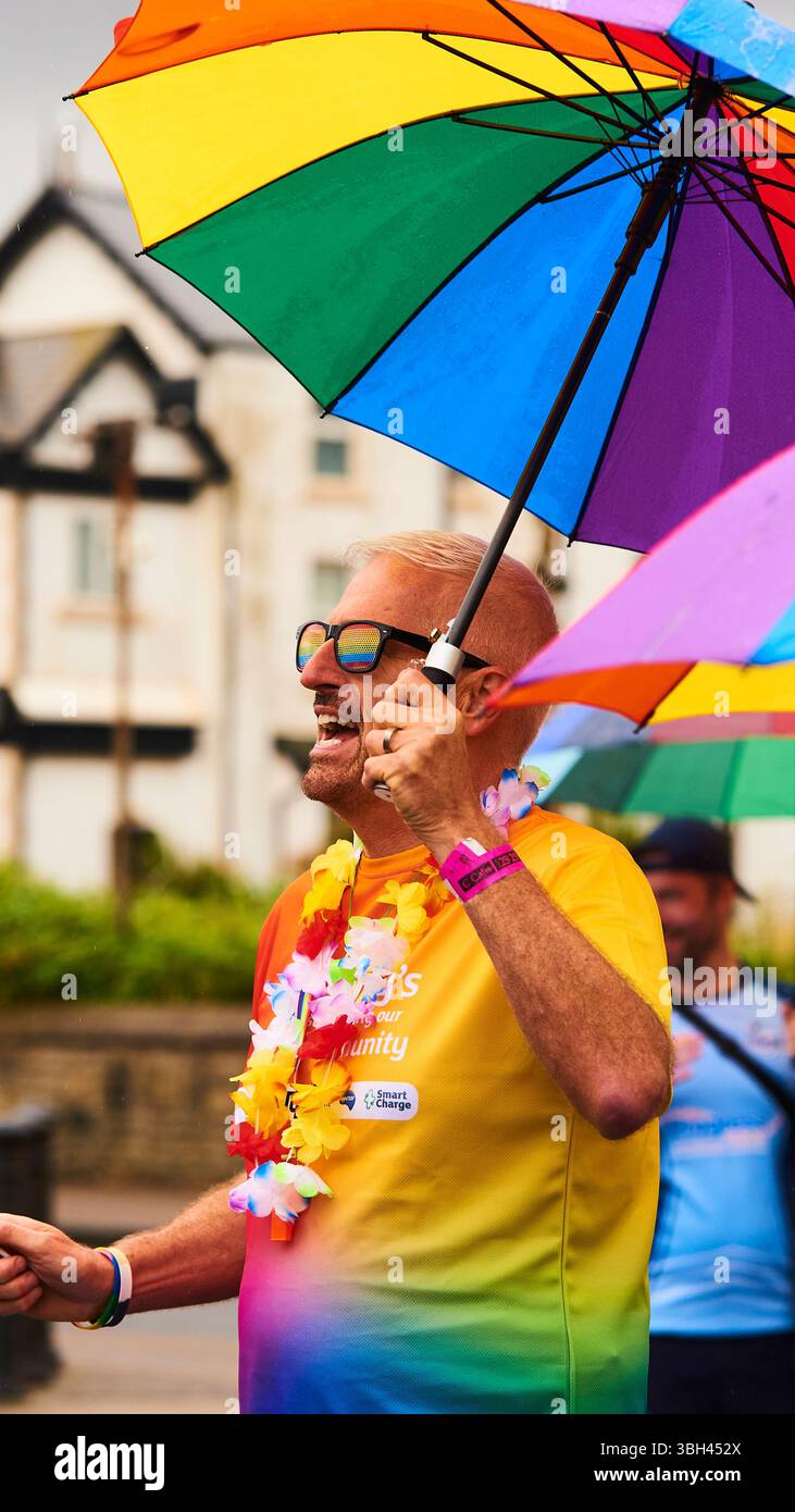 Blackpool Pride Parade 2225 along the Promenade.Posing with rainbow ...