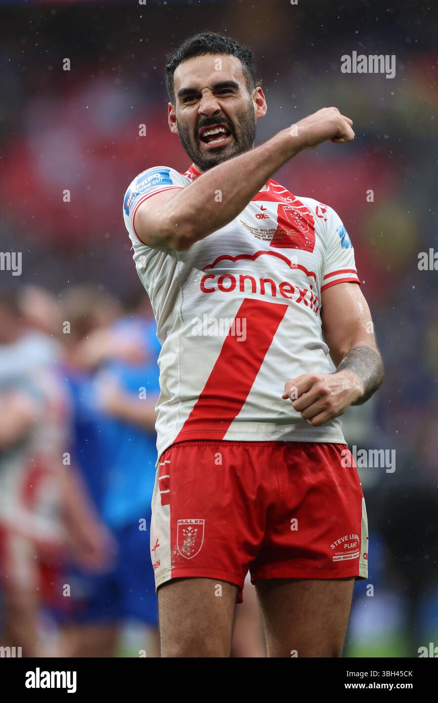 Hull Kingston Rovers' Tyrone May celebrates after the final whistle ...