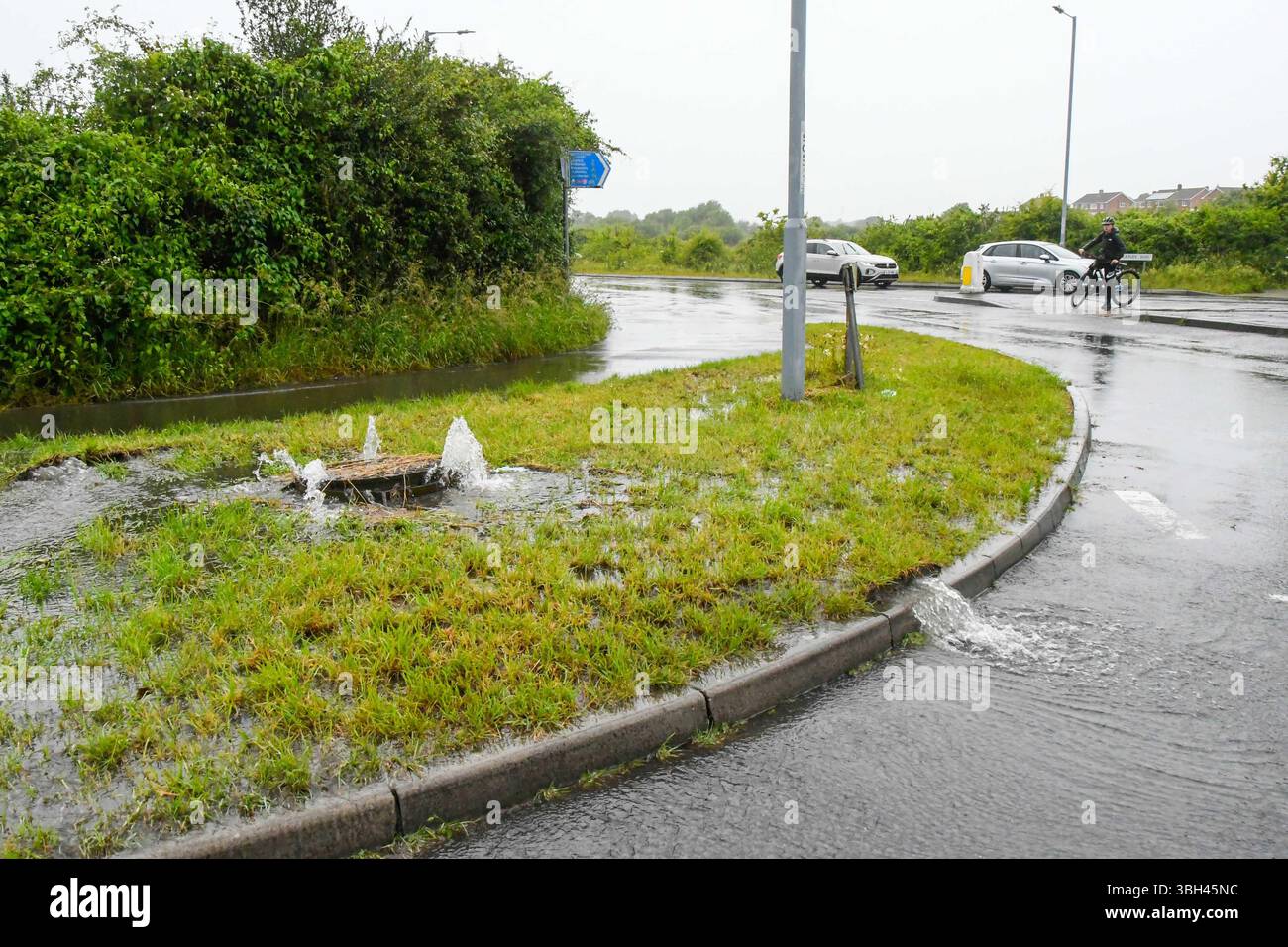 Weymouth, Dorset, UK. 7th June 2025. UK Weather. Water gushing out of a ...