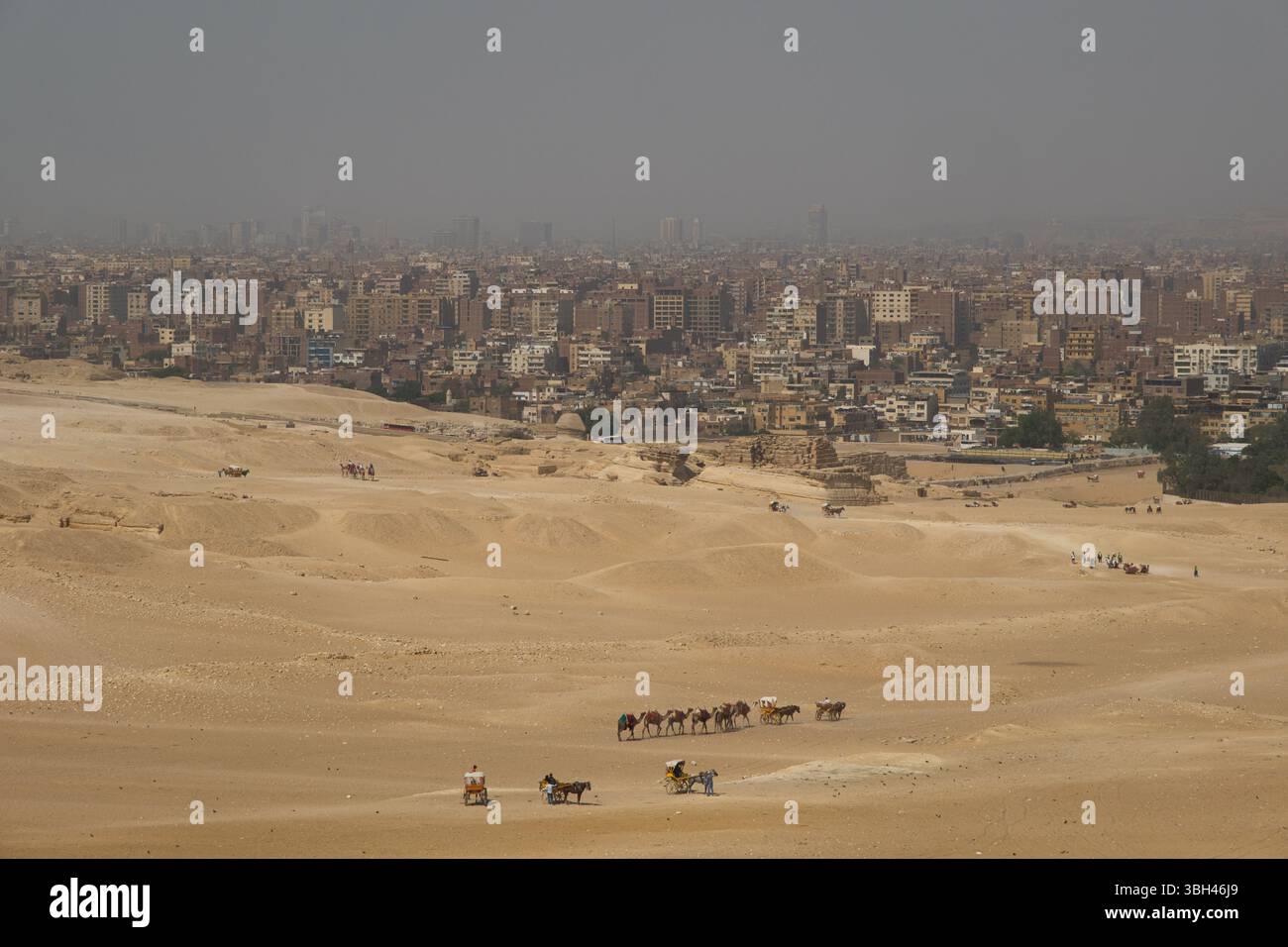 Expansive view of Giza and Cairo's urban landscape and surrounding ...