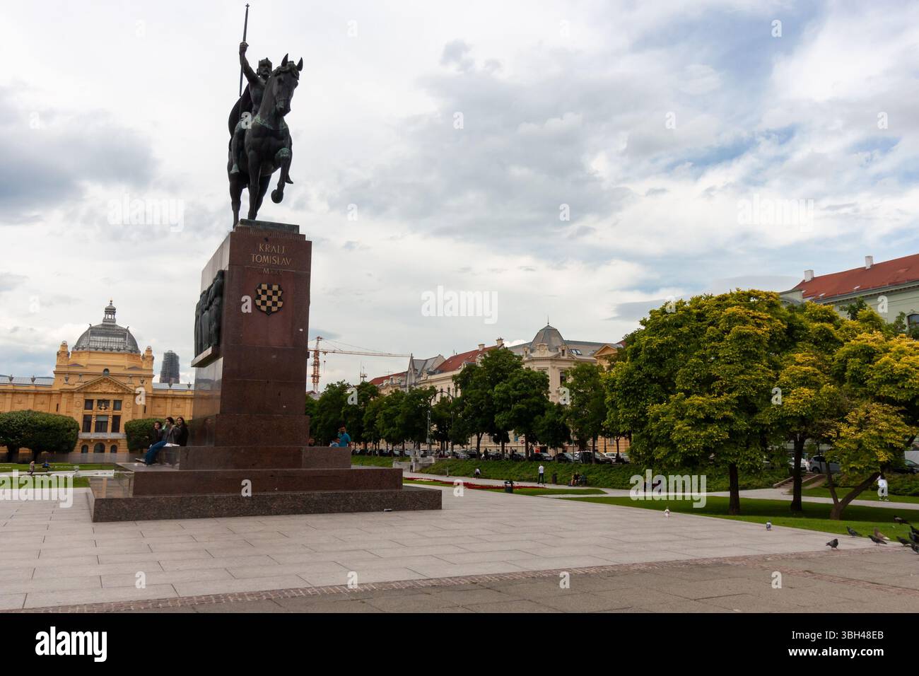 ZAGREB, CROATIA - MAY 22, 2025: The majestic equestrian statue of King ...