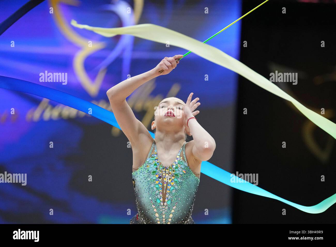 Stiliana Nikolova, of Bulgaria, performs during the individual all ...