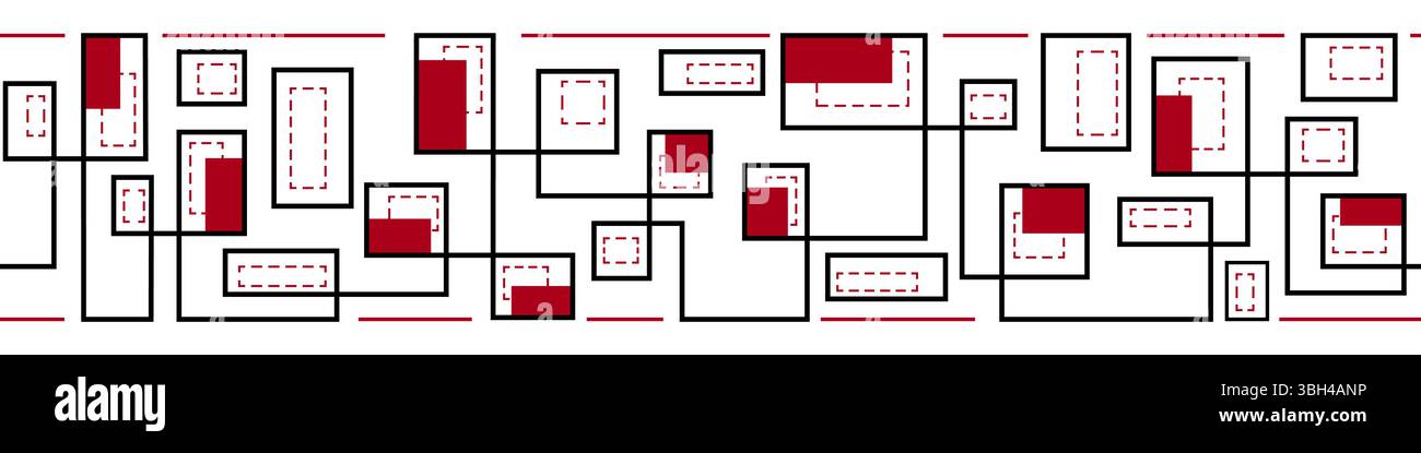 Seamless border of intersecting rectangles and straight lines. Complex ...