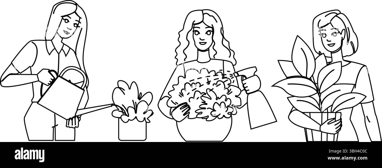 Spring planting flowers garden Black and White Stock Photos & Images ...