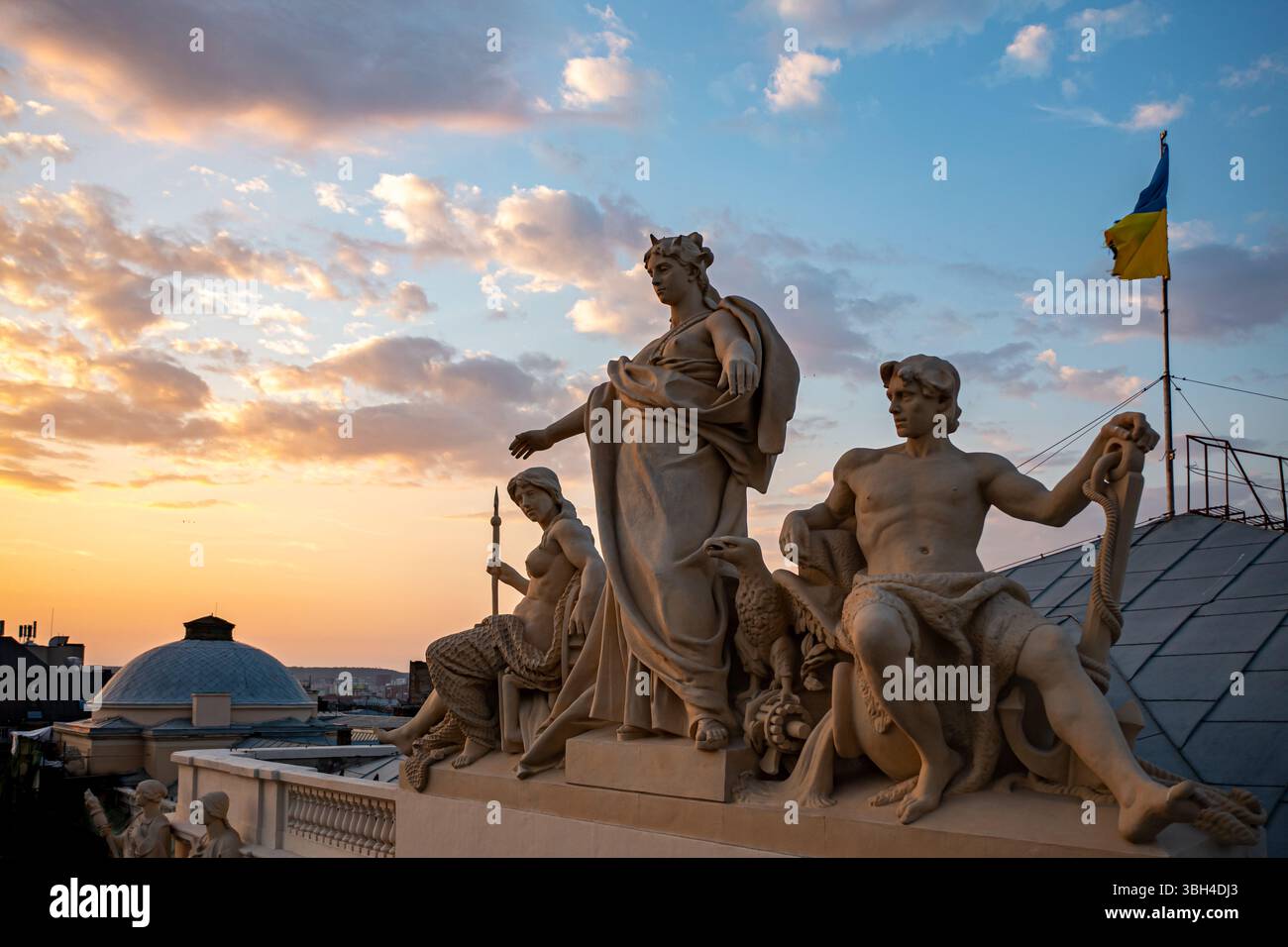 Lviv, Ukraine - July 1, 2021: Ancient Statues of Ivan Franko National ...