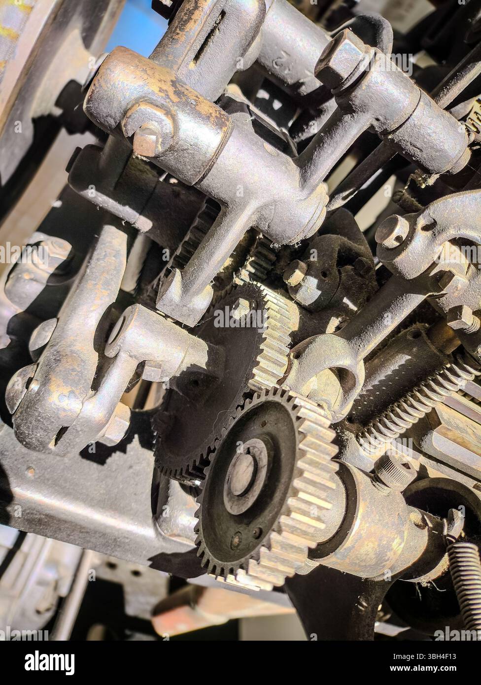 A close-up image reveals the intricate gears and components of a ...