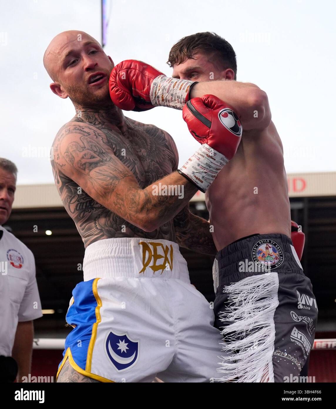 Sam Hickey (right) in action against Harley Hodgetts (left) at Oakwell Stadium, Barnsley ...