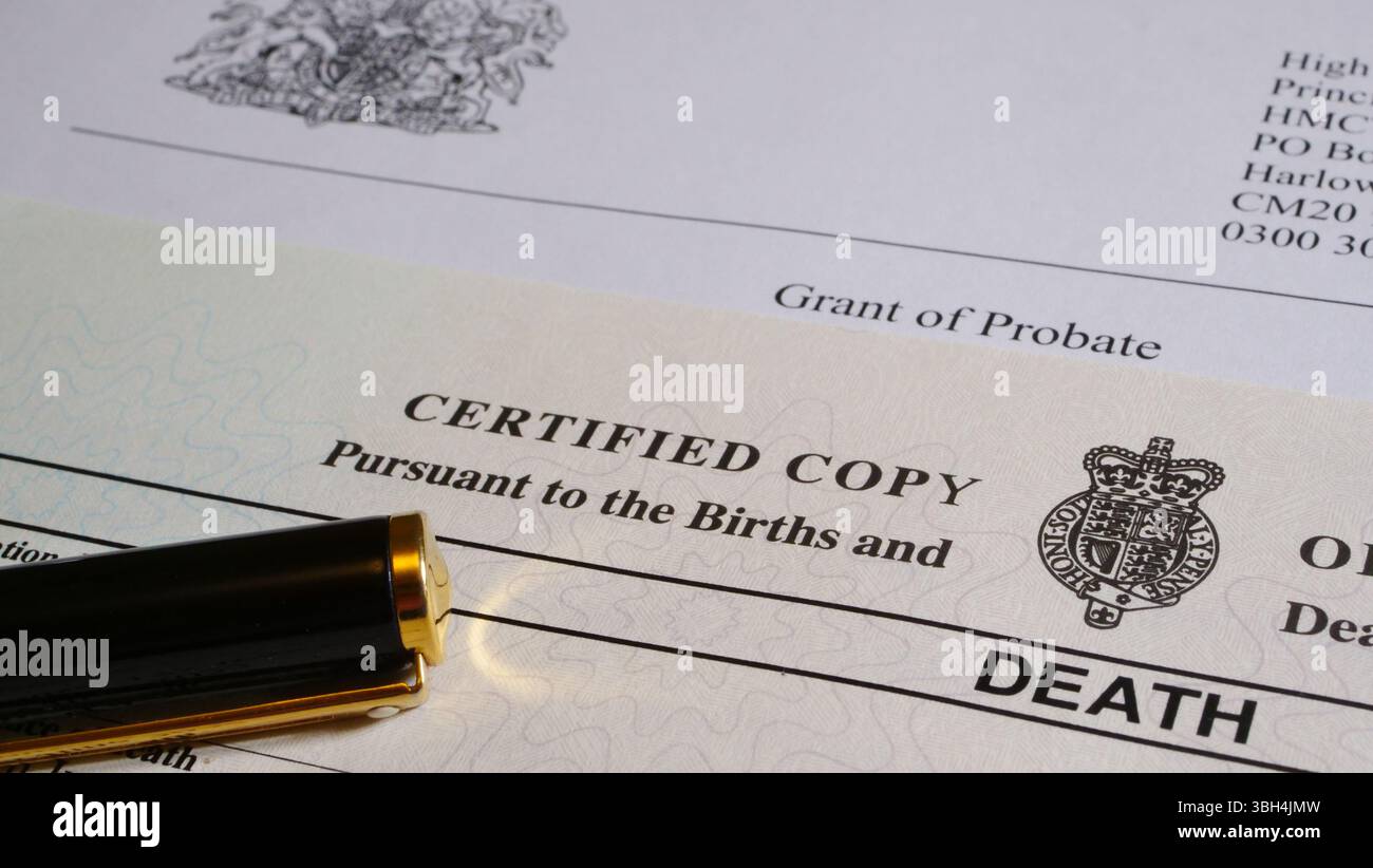 Death certificate hi-res stock photography and images - Alamy