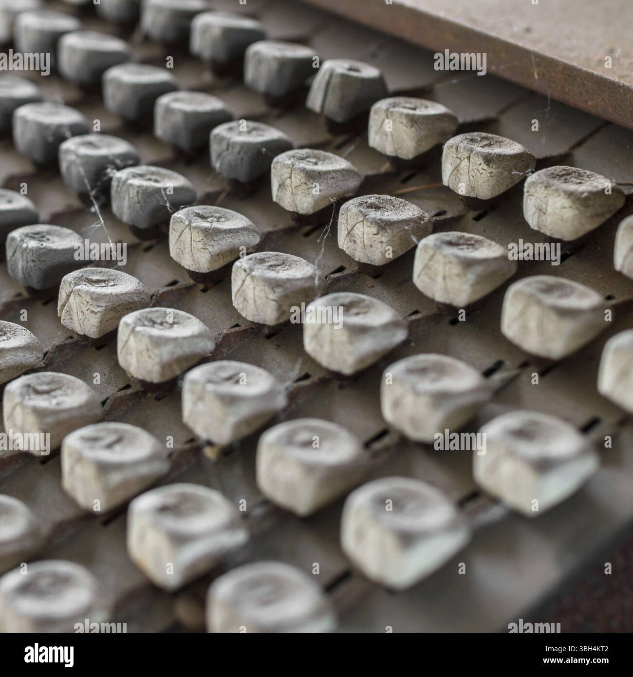 Details of an old keyboard on industrial machine of the late nineteenth ...