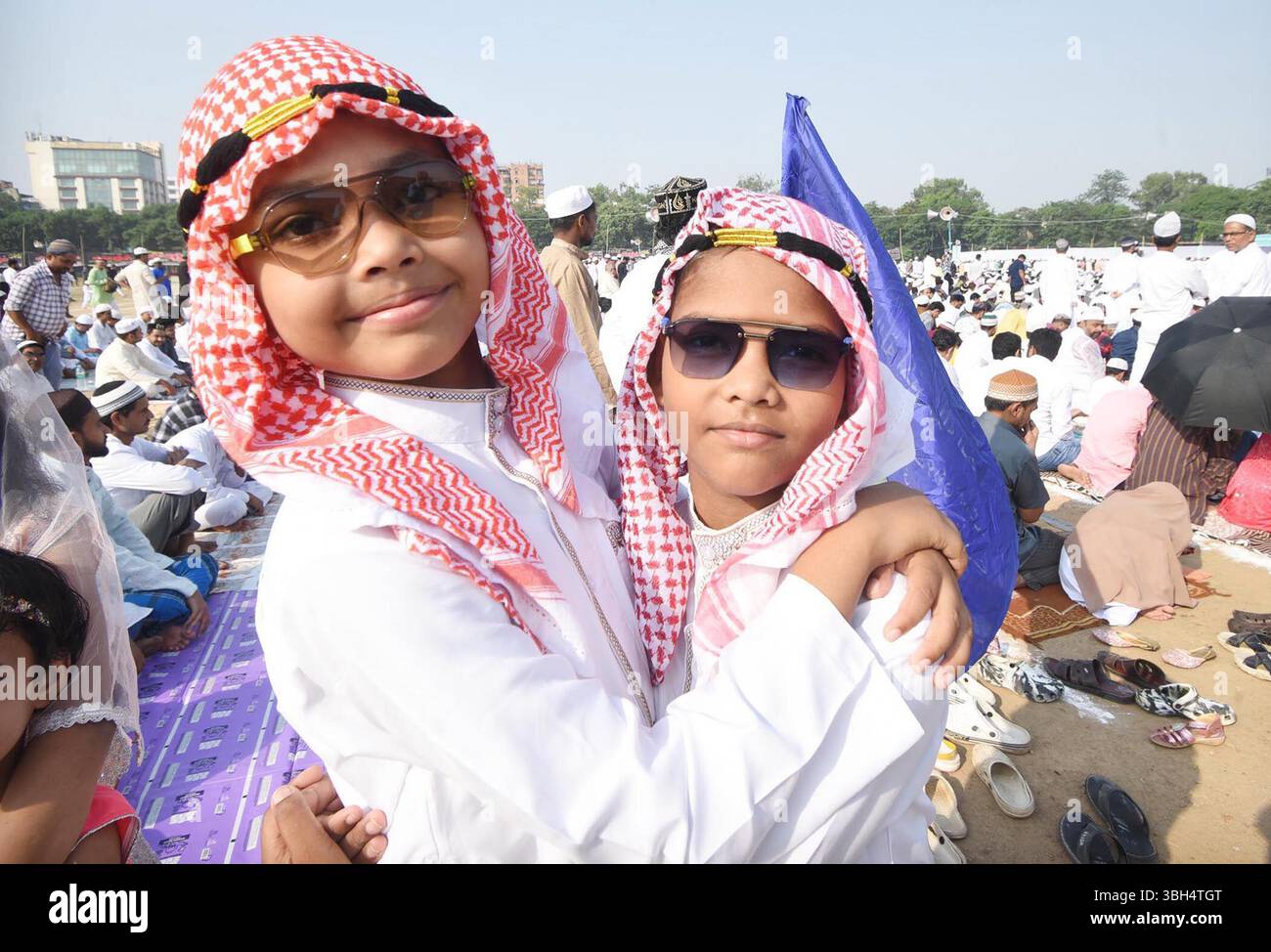PATNA, INDIA - JUNE 7: Muslim children congratulations to each others ...