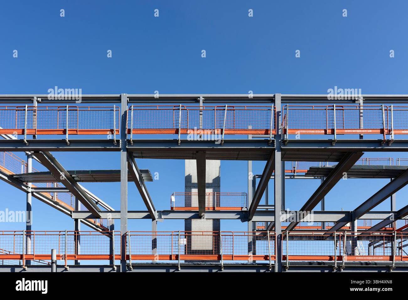 Steel skeleton frame steelwork at Radcliffe civic hub development site ...