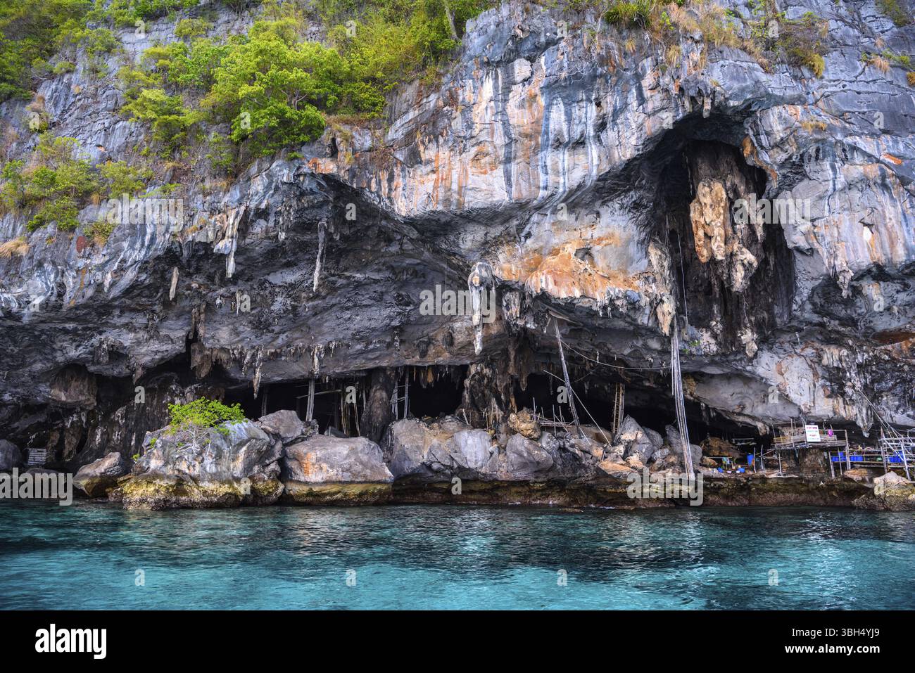 Rocks and water, Phi Phi Don, Andaman sea, Krabi, Thailand, Asia Stock ...