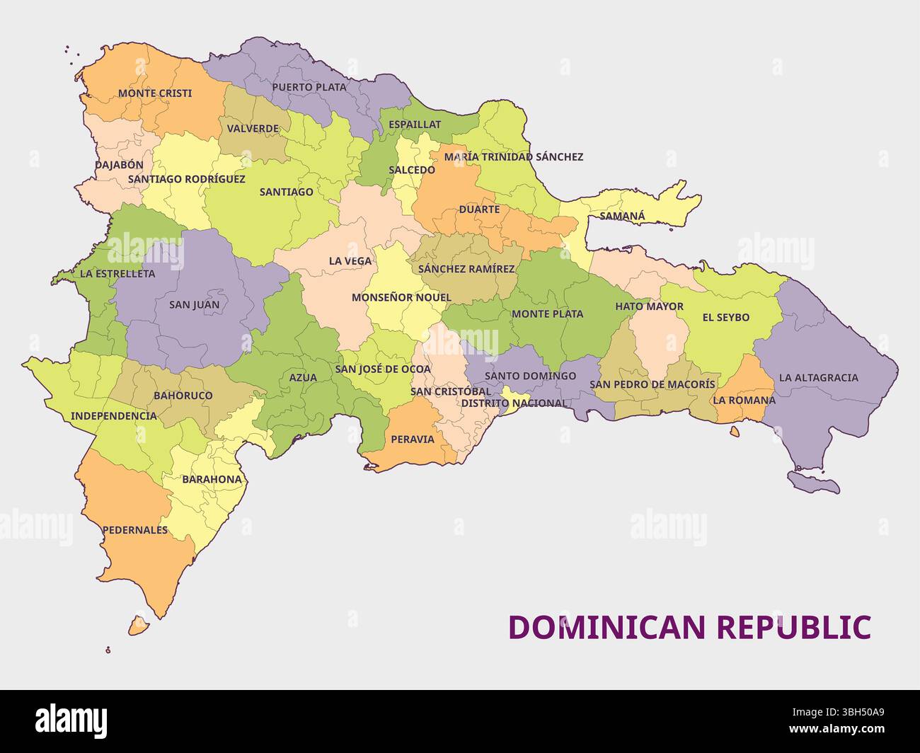 Map of the Dominican Republic Provinces and Regions Stock Vector Image ...