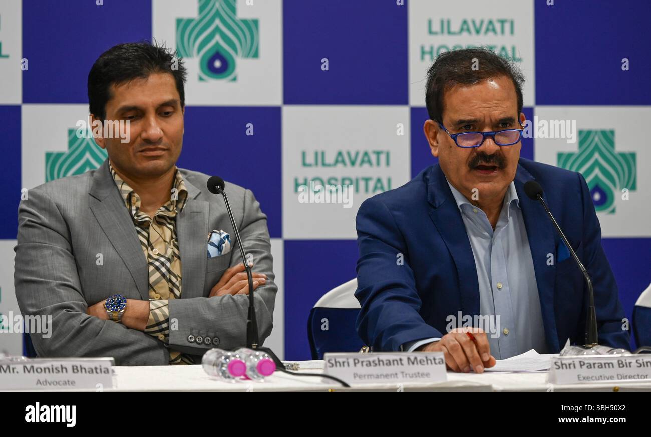 MUMBAI, INDIA - JUNE 7: Param Bir Singh, Executive Director of Lilavati Hospital, and Prashant ...