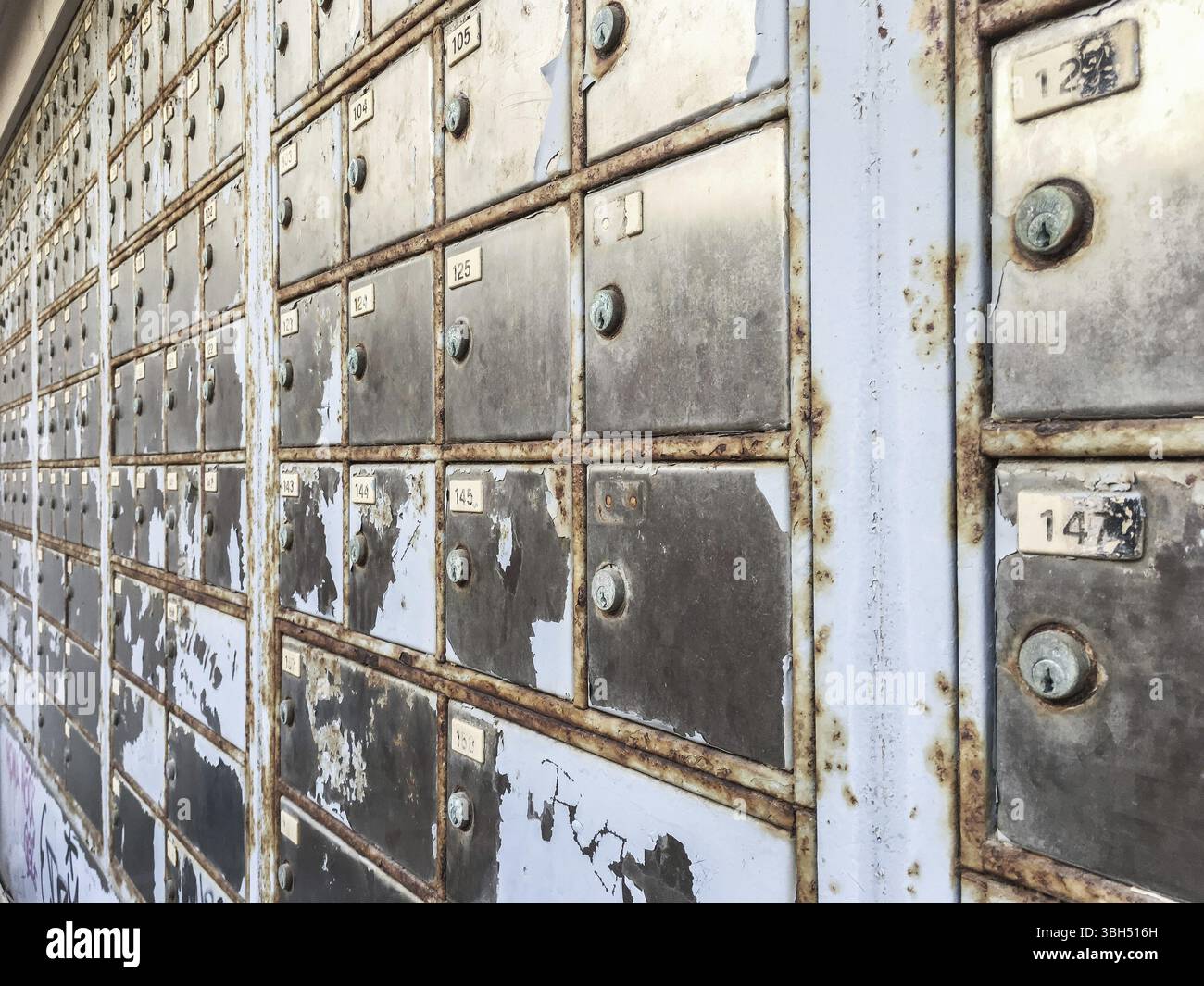 Vintage post office boxes. Abandoned. Concepts Stock Photo - Alamy