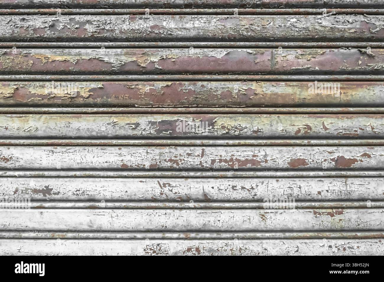 Old corrugated metal texture with rust spots on surface and peeled-off ...