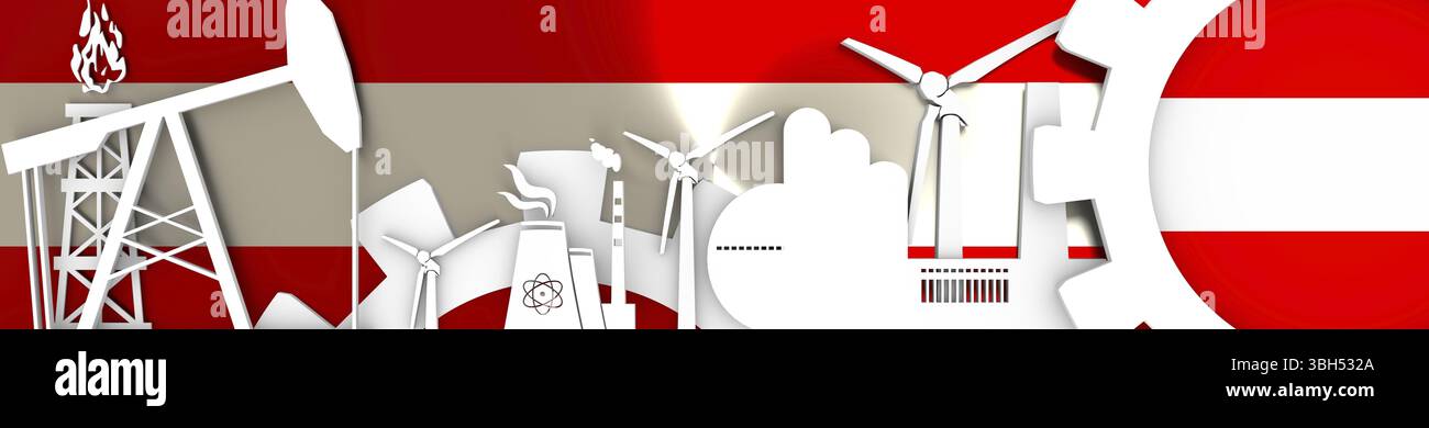 Energy and Power icons set. Header banner with Austria flag ...