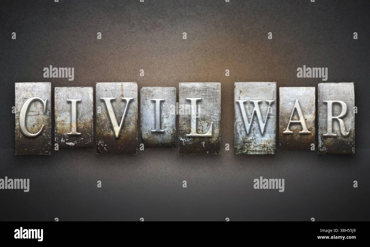 The words CIVIL WAR written in vintage letterpress type Stock Photo - Alamy