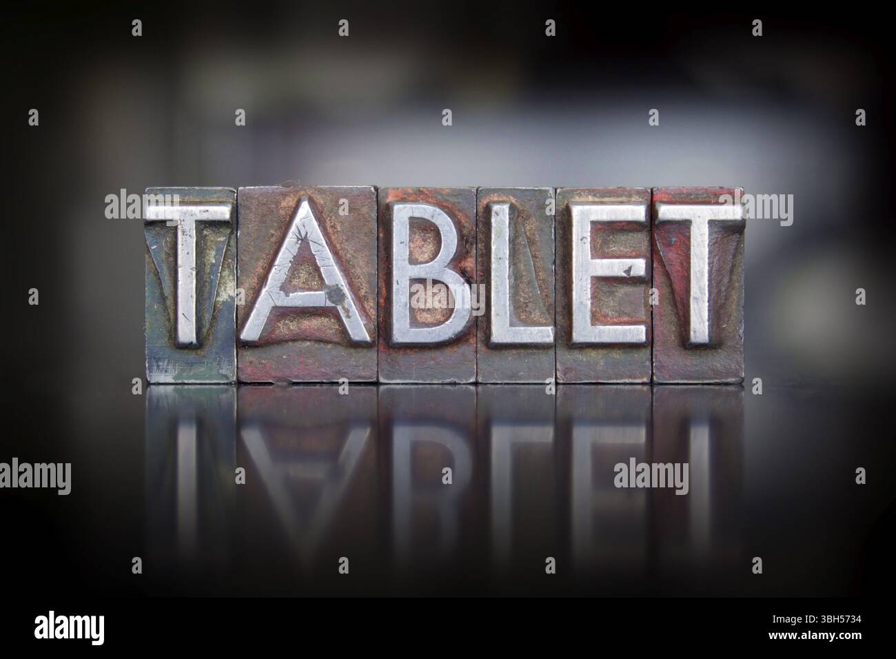The word Tablet written in vintage letterpress type Stock Photo - Alamy