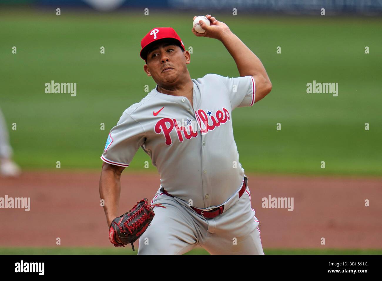 Philadelphia Phillies pitcher Ranger Suárez delivers during the first ...
