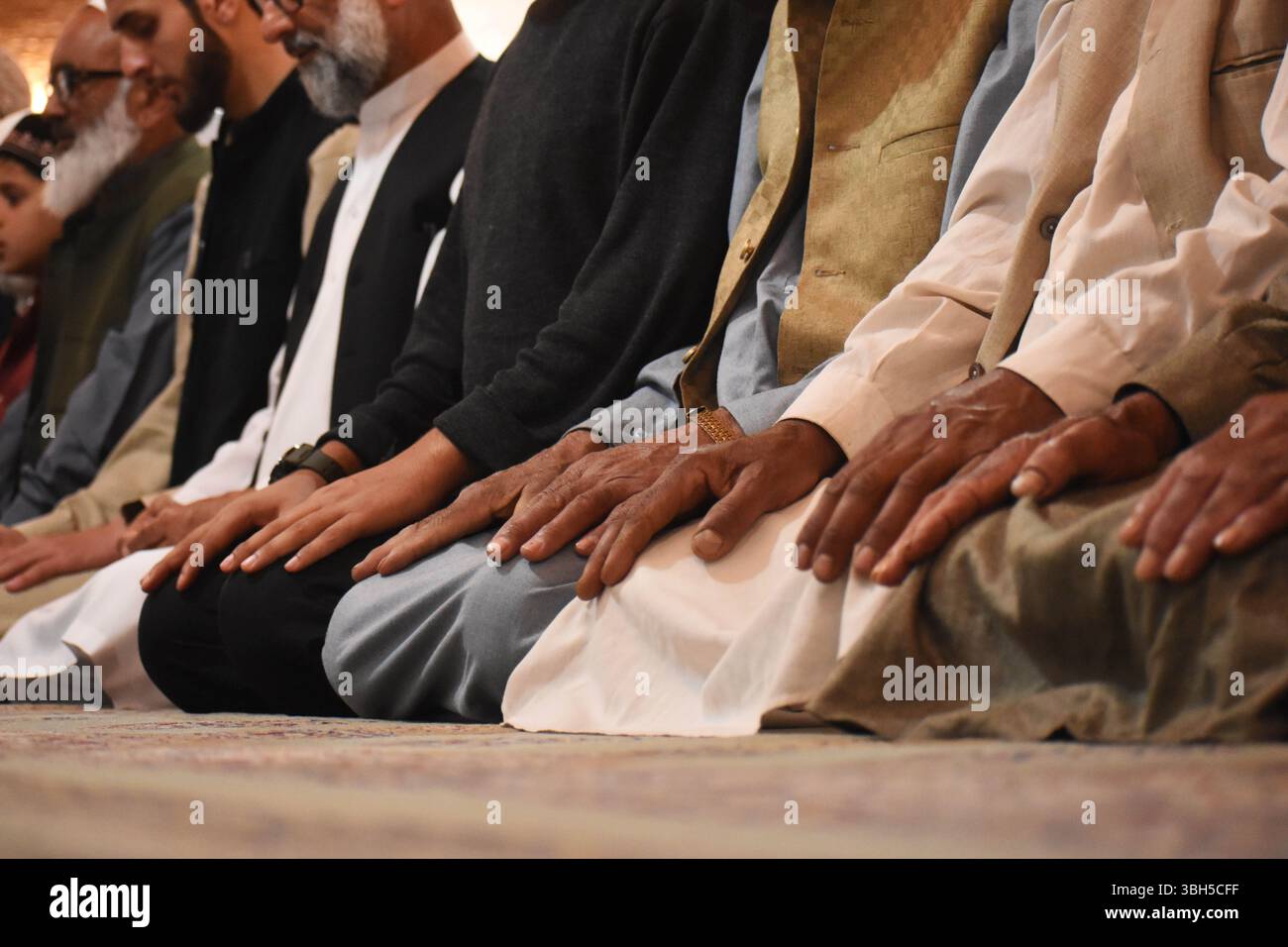 Srinagar, India. 07th June, 2025. Devotees seat pray during the Eid ul ...