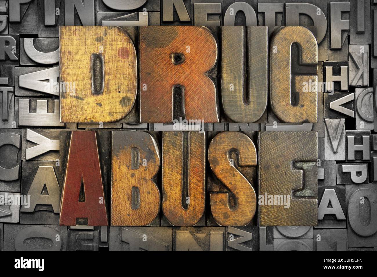 The words DRUG ABUSE written in vintage letterpress type Stock Photo ...