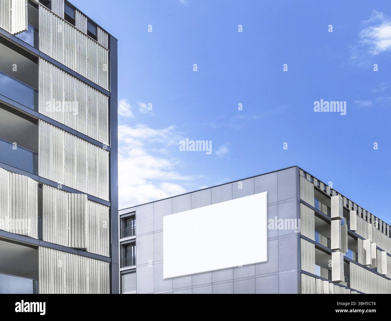 Large blank billboard in city view background. Empty white poster on ...
